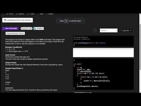 Today Skillrack Daily Challenge Program-Diagonal Elements -Pointer -(Program id-8525)-27/3/23 in ...
