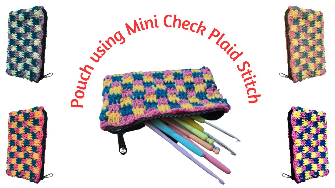 How to crochet a purse using mini check plaid stitch | Crochet Pouch ...