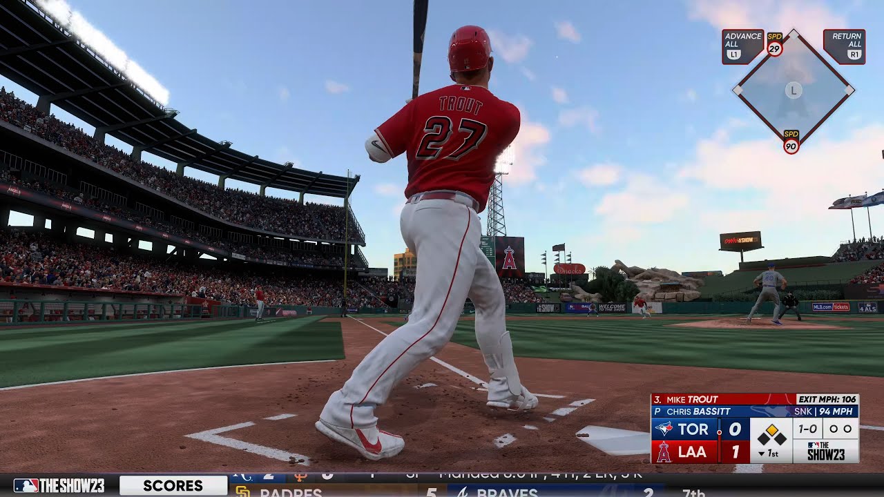 MLB The Show 23! - 2 full innings TOR vs LAA (Mike Trout goes deep) 4K ...