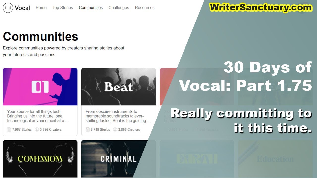 Writing on Vocal Media for 30 Days Part 1.75: Let's Do This! - YouTube