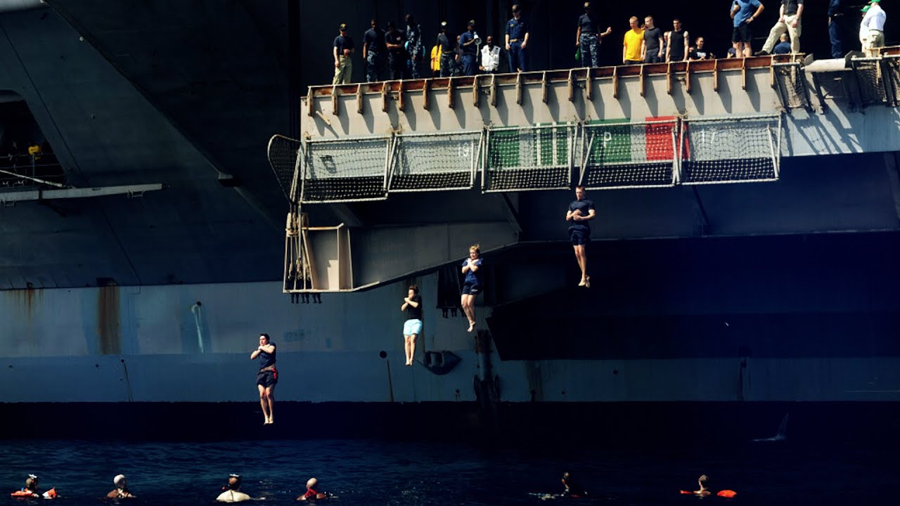What Happen When Sharks Swim Too Close to US Navy Aircraft Carrier and ...