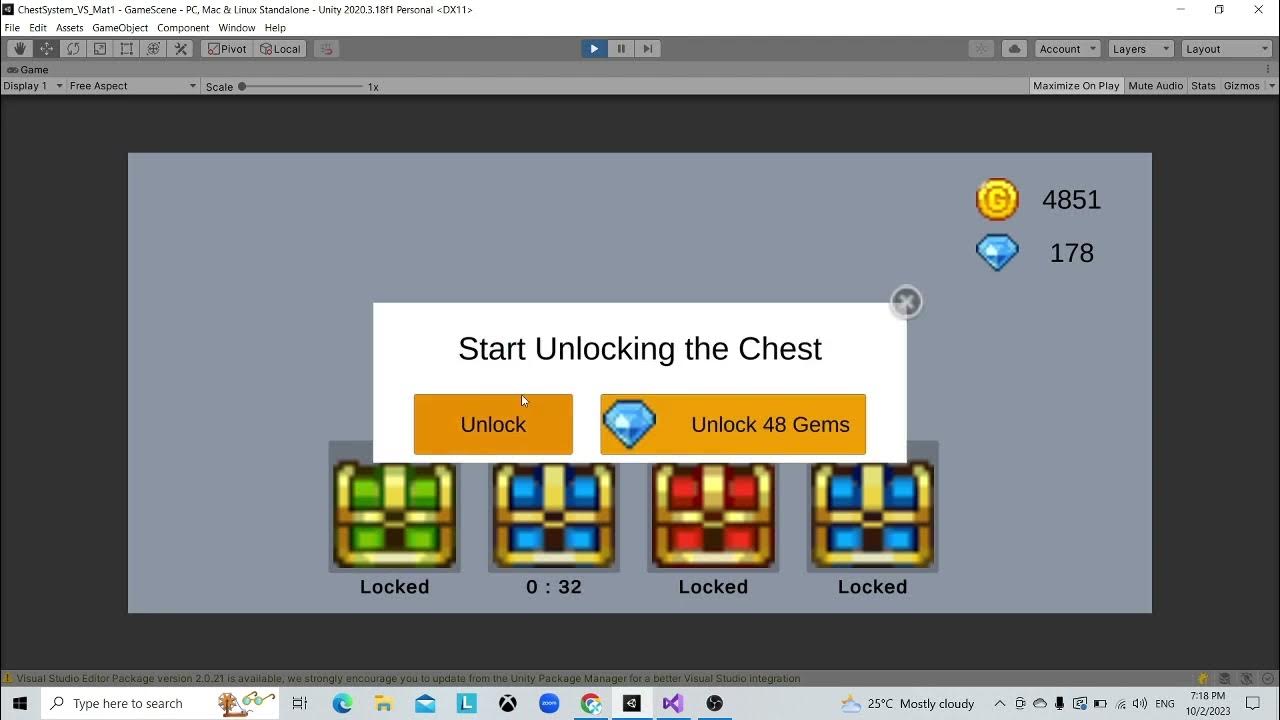 Siddharth Varde - Chest System Gameplay Unity Advance Mat1 (Outscal) - YouTube