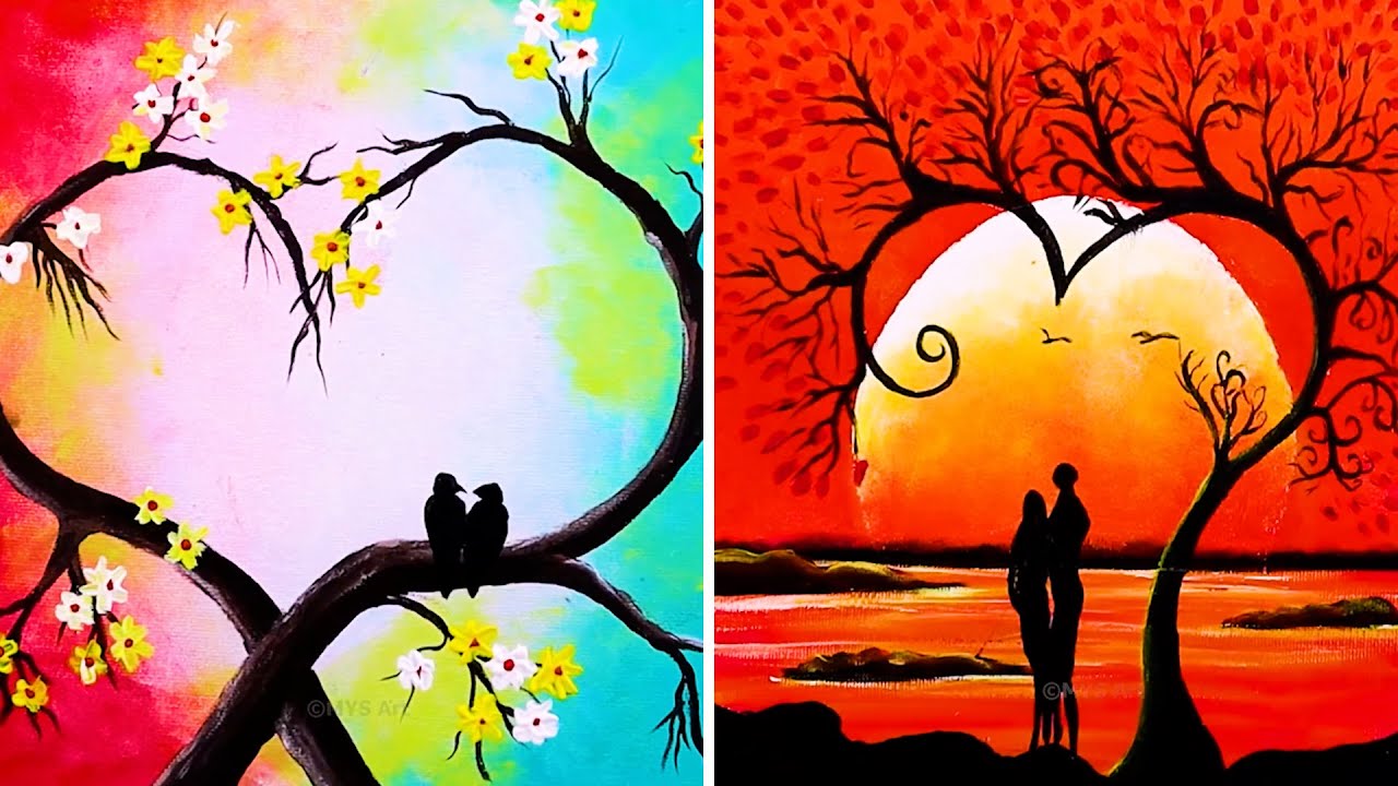 4 Easy Inside Heart Painting Ideas for Beginners in 4 Minutes | Acrylic ...