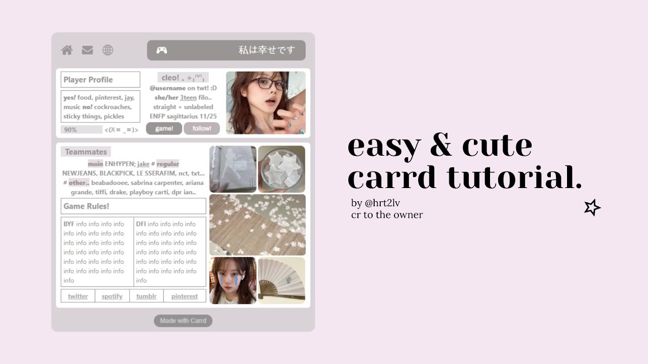 easy & cute carrd tutorial! ⁺ © to the owner - YouTube
