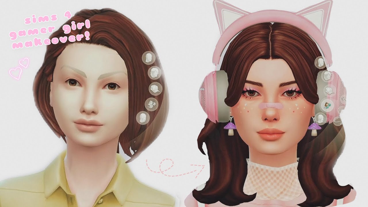 create a sim with me: pink gamer girl aesthetic sped up makeover in CAS ...