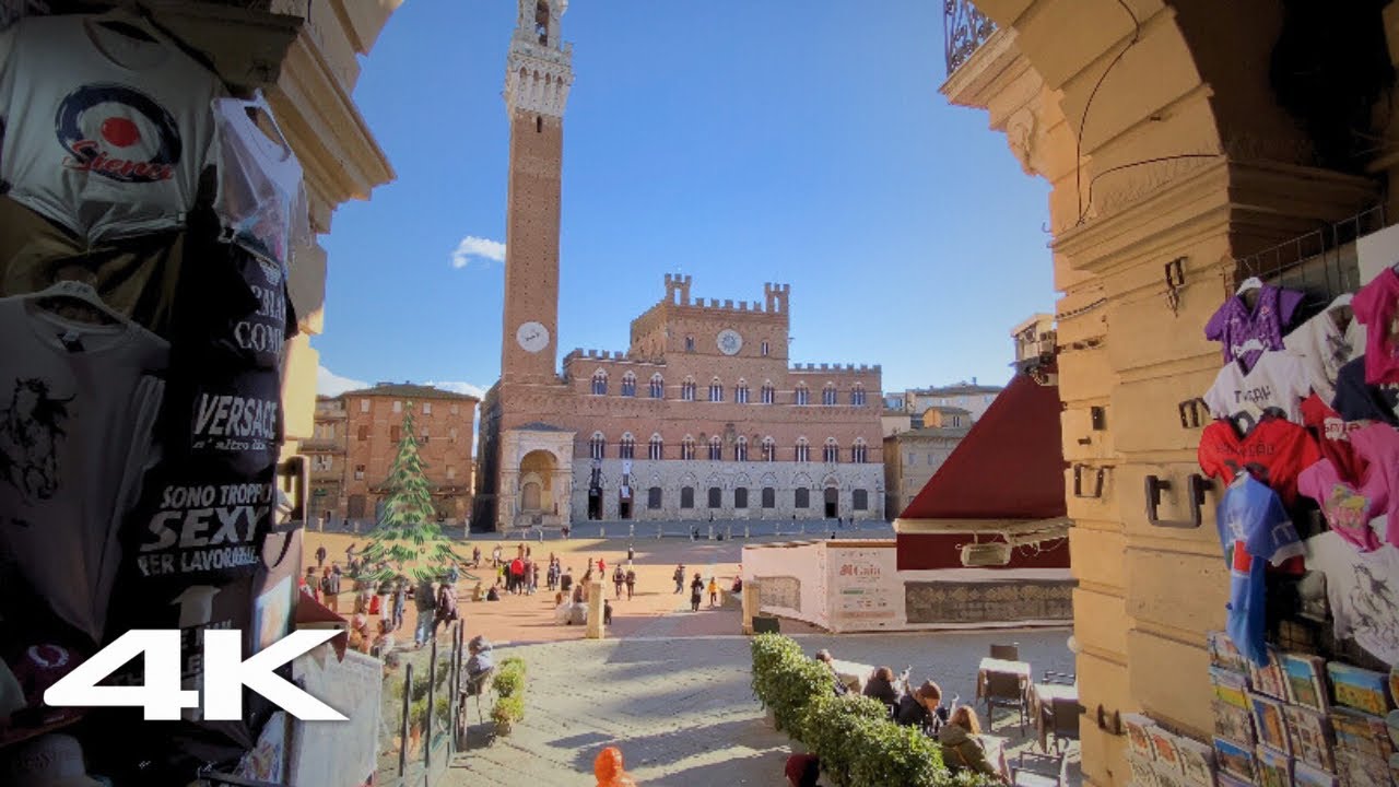 4K Siena Walking Tour - in the Christmas alleys / Ambience city sounds ...