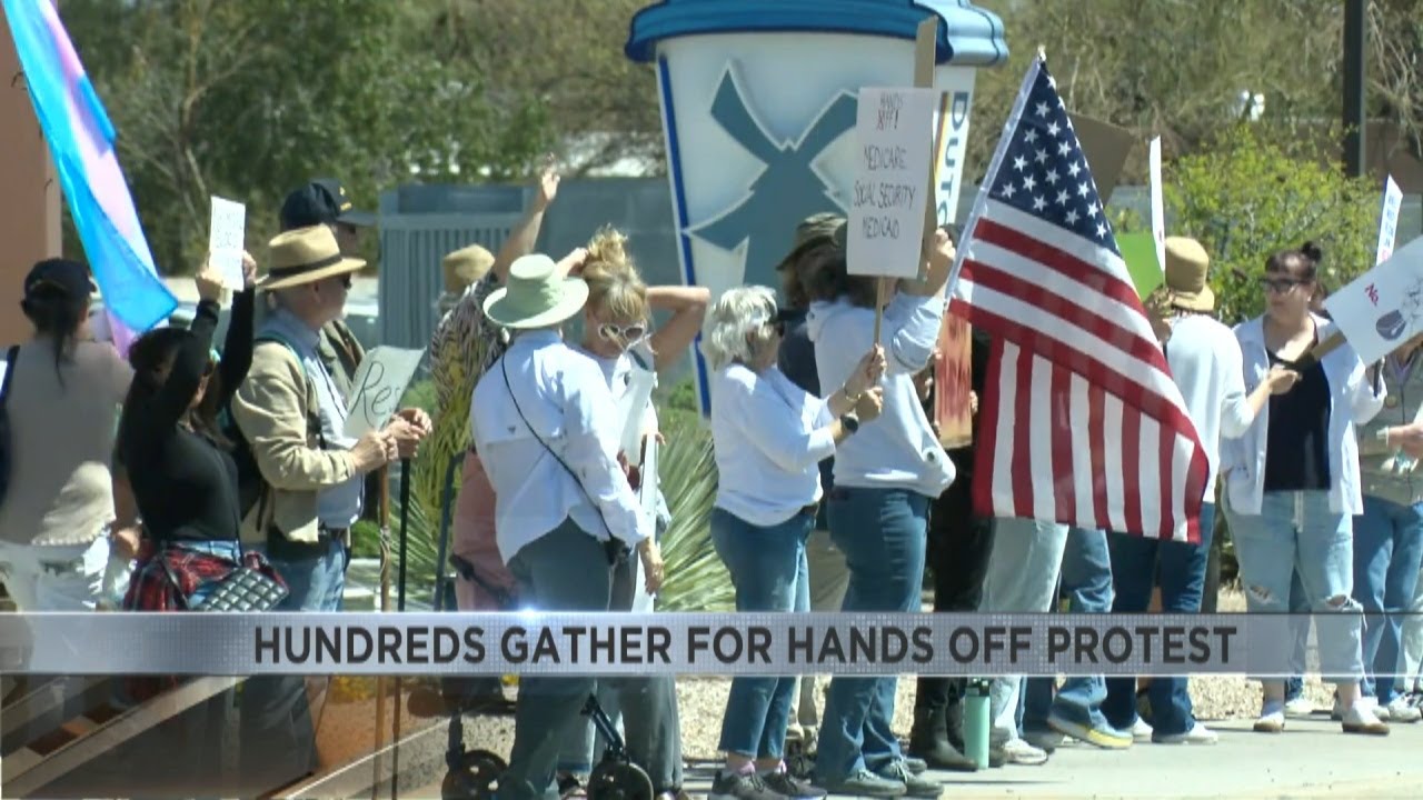 "Hands off" protest in Tucson Saturday - YouTube