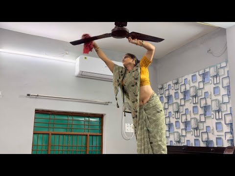 Saree navel vlog 🌺 Easy to clean ceiling fan cleaning vlog