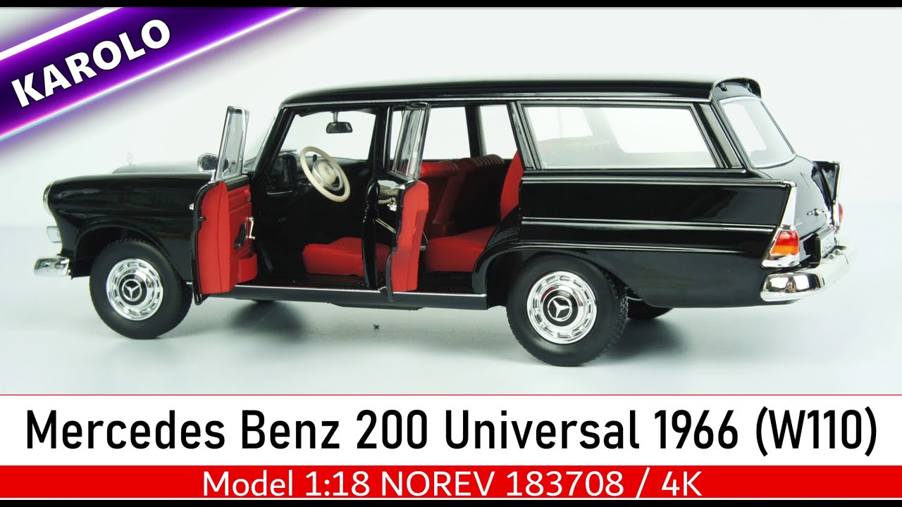 Model 1:18 Mercedes Benz 200 Universal 1966 black (W110) NOREV 183708 ...