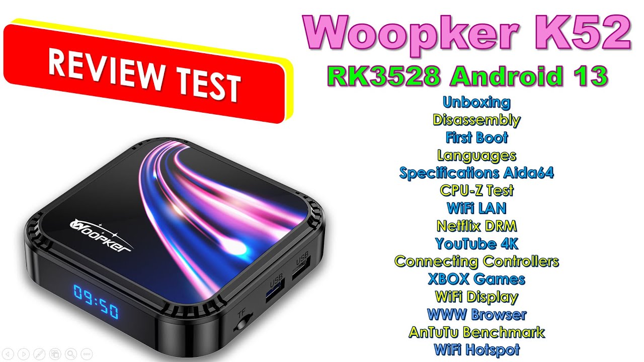 Woopker K52 TV BOX Android 13 Review Test RK3528 - YouTube