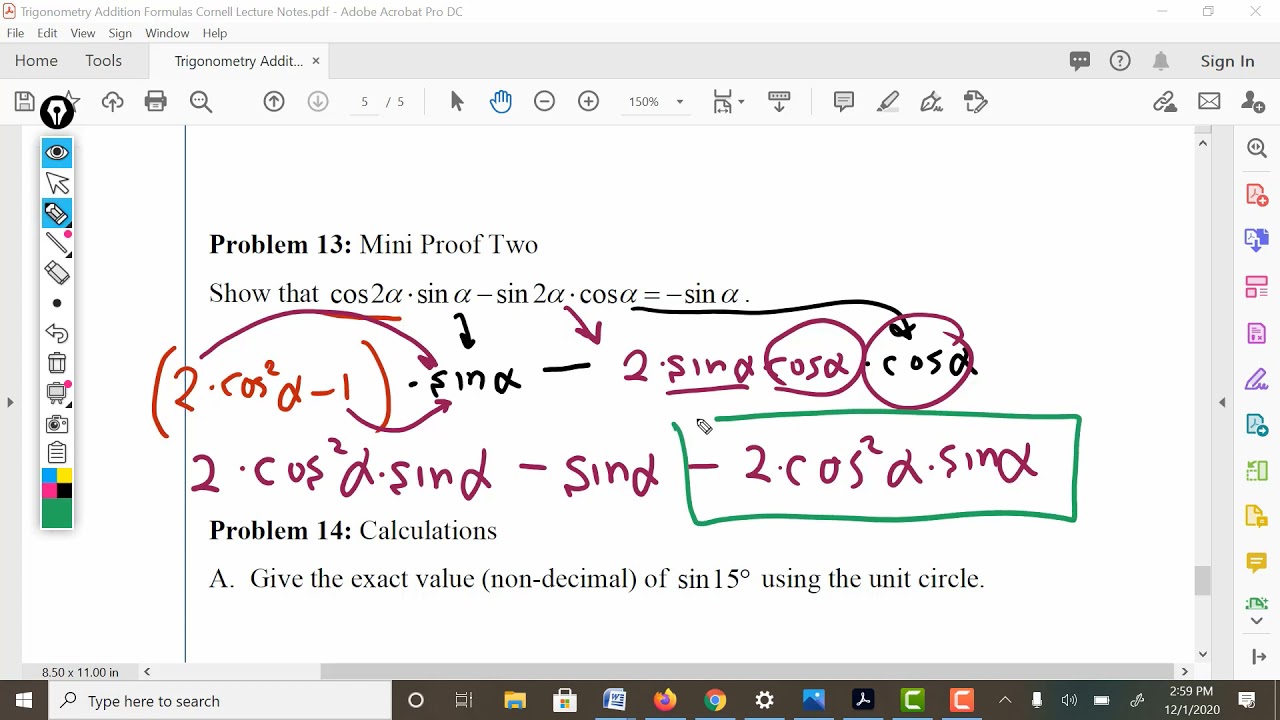 Addition And Double Angle Sine And Cosine Lecture Video Part 3 YouTube Addition And Double Angle Sine And Cosine Lecture Video Part 3 YouTube