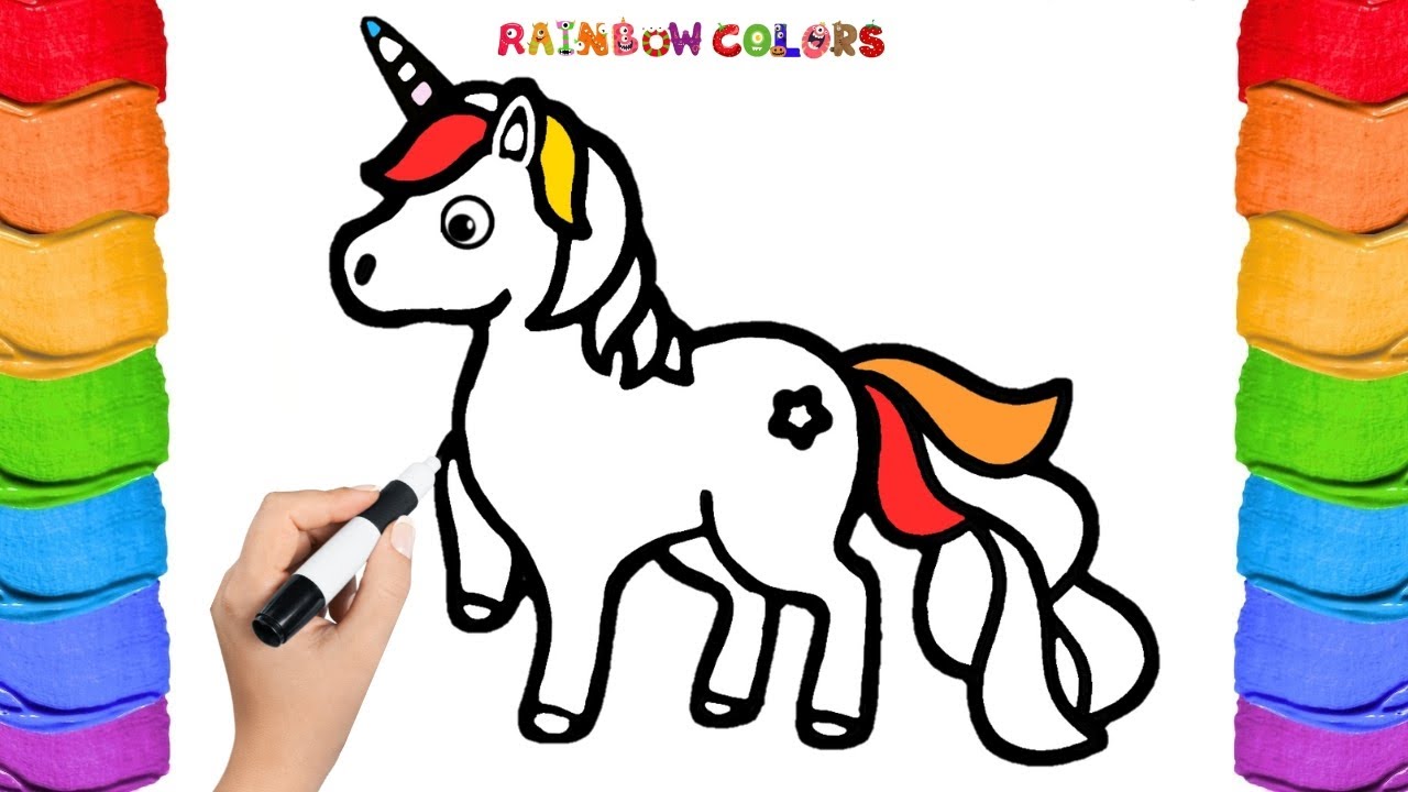Unicorn drawing, painting, coloring for kids, toddler's | drawing tips ...