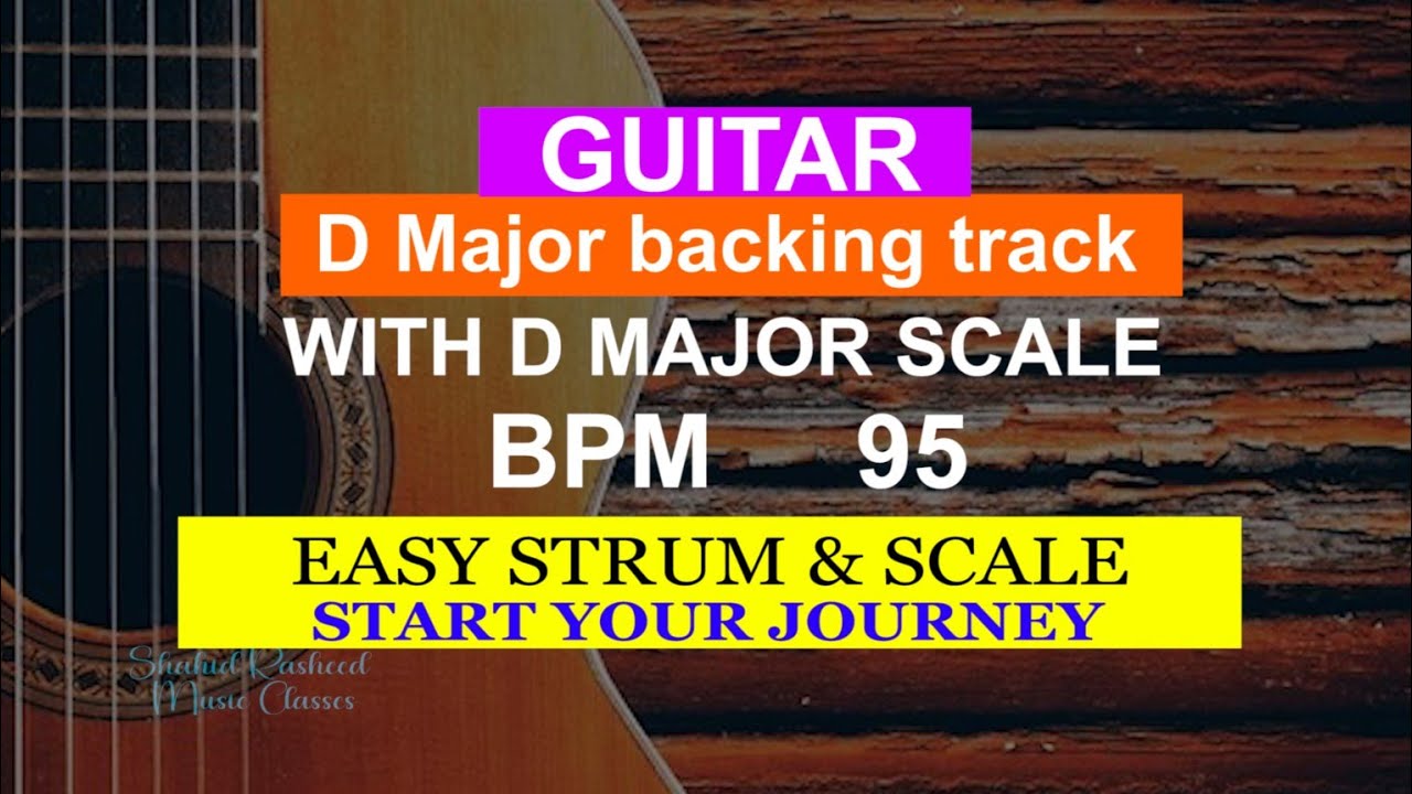 D Major guitar backing track with scale CHORD PICTURE #begginners # ...