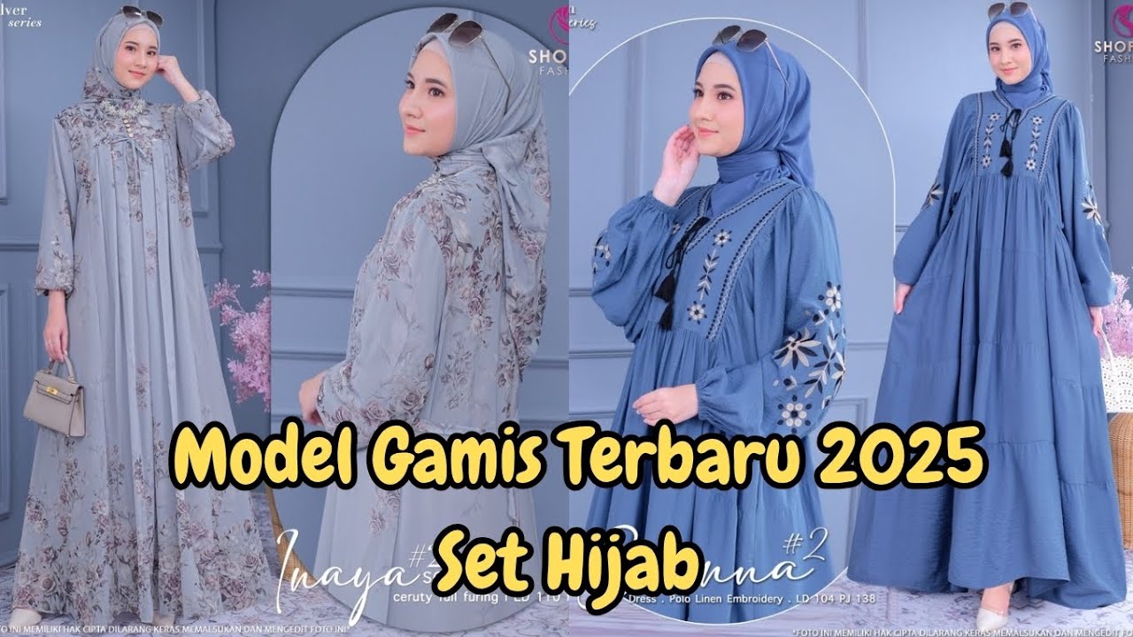 MODEL GAMIS TERBARU 2025 SIMPLE ELEGAN SUDAH SET HIJAB - YouTube