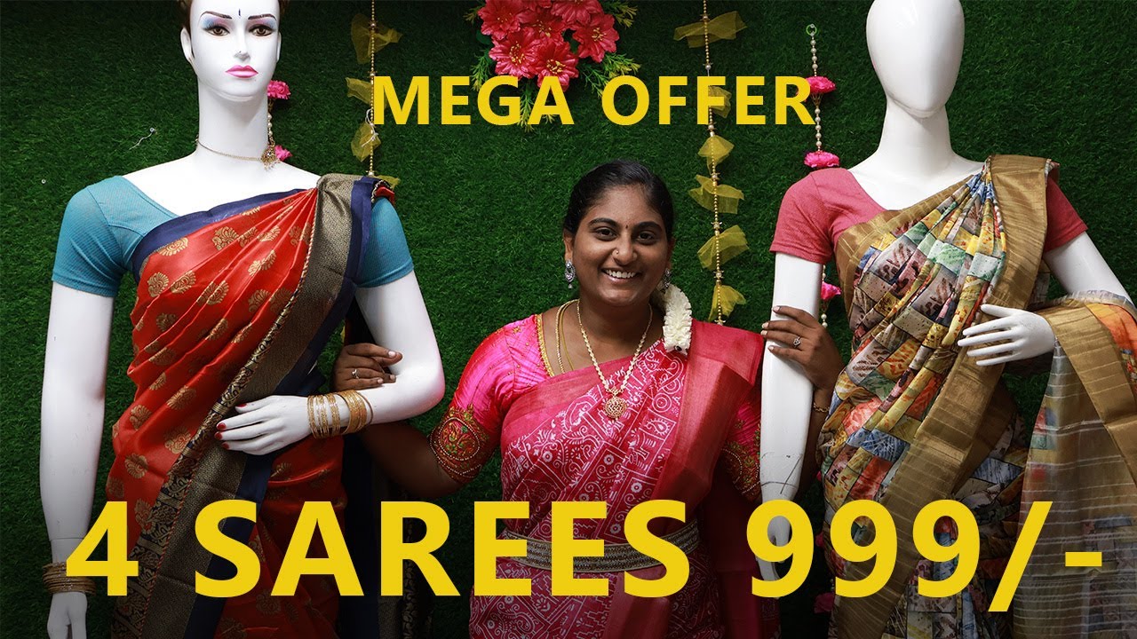 Mega Offer 4 sarees 999/- only Live Offer serial sarees soft regular ...
