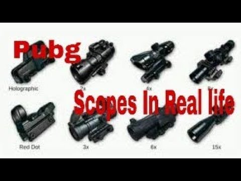 PUBG MOBILE SCOPES IN REAL LIFE REDDOT HOLO 2X 3X 4X 6X 8X 16X - YouTube
