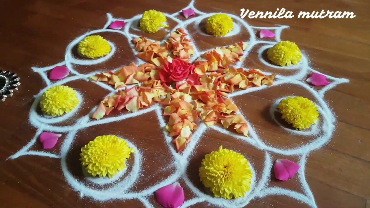 Poo Kolam || real flower kolam - YouTube