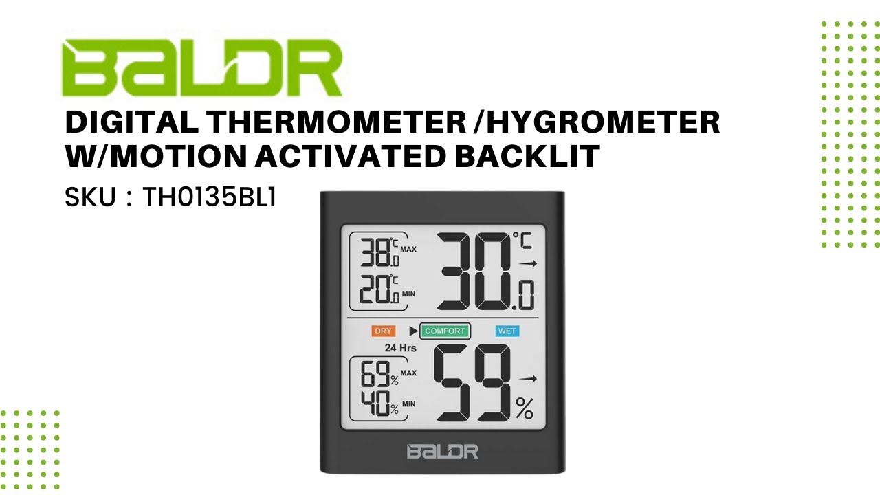 BALDR Digital Indoor Thermometer with Motion Activated Backlight - YouTube