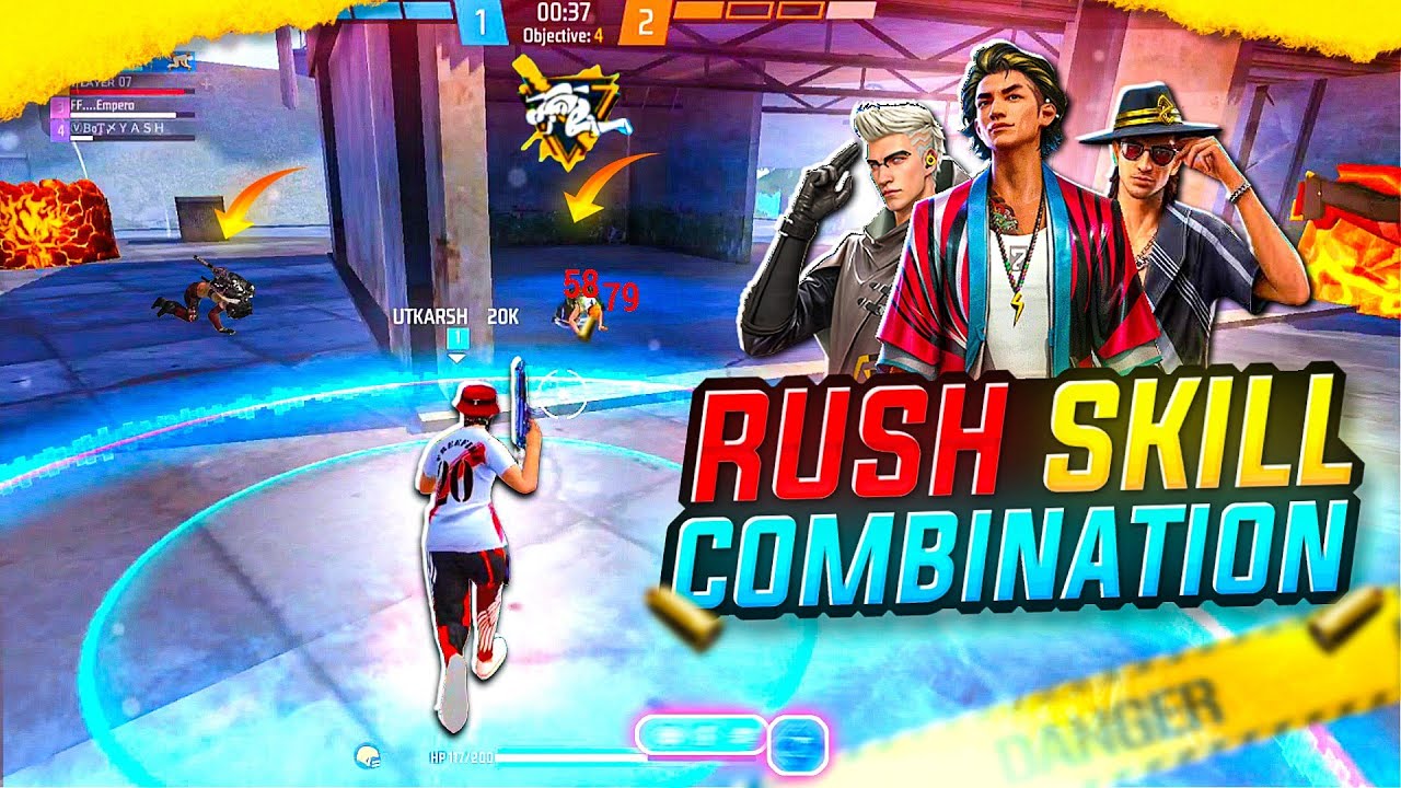 New Rusher 🤯 Skill Combination in Free Fire | Best Character ...