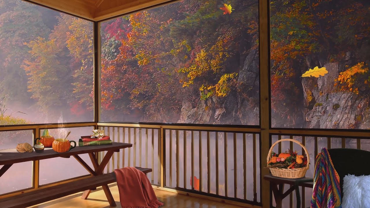 Fall Ambience | Cozy Cabin Porch Ambience & Cozy Autumn Lake | Cozy ...