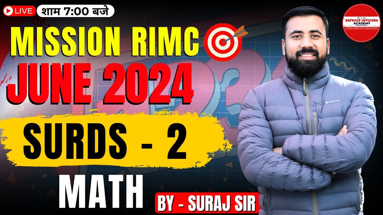 SURDS - 2 - MATH - BY - SURAJ SIR | MISSION RIMC JUNE 2024 LIVE🔴#doa # ...