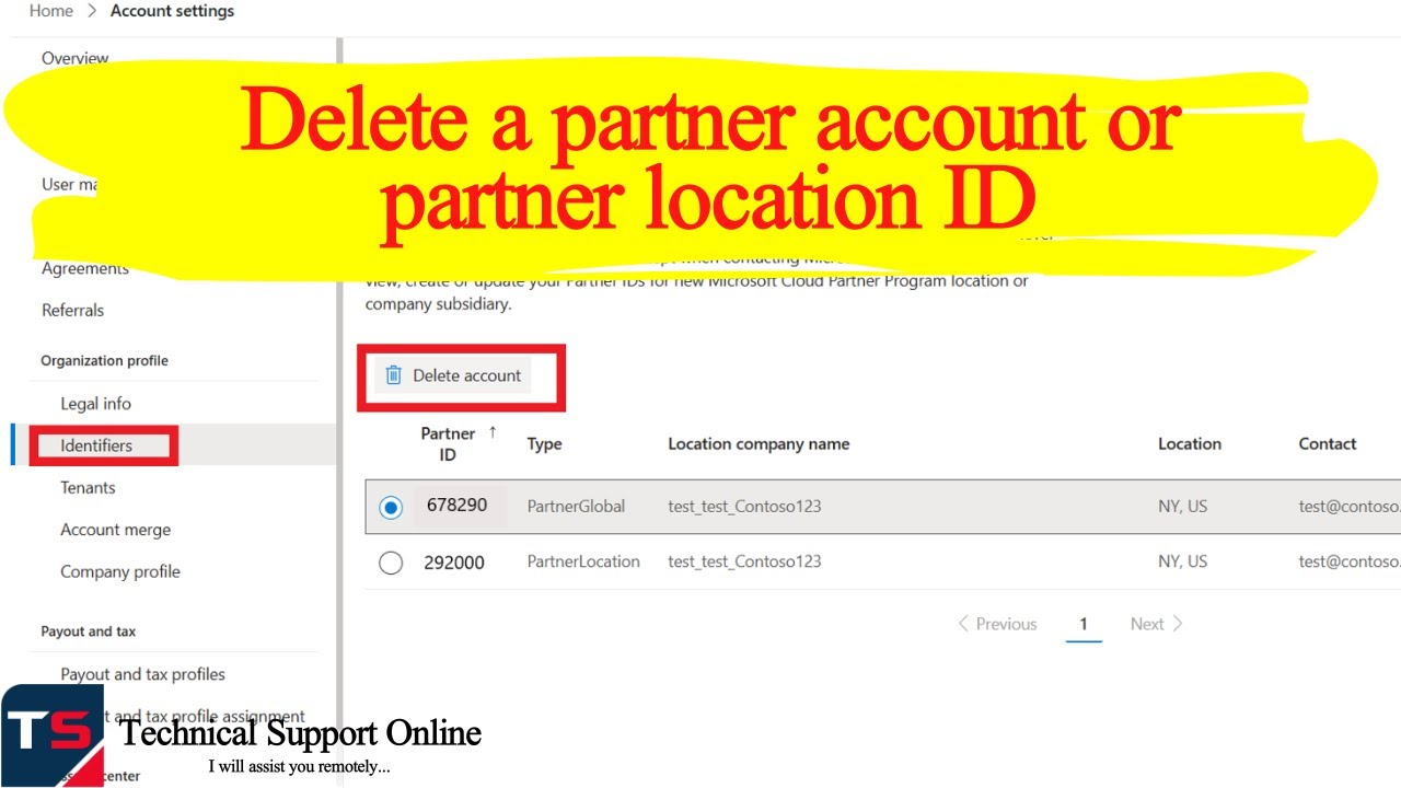 Deletion of a partner account or partner location | Partner Center ...