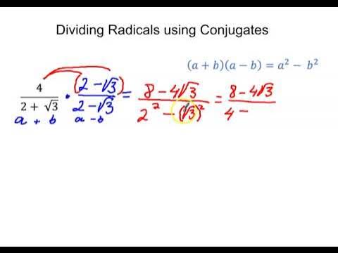 Dividing Radicals using Conjugates - YouTube