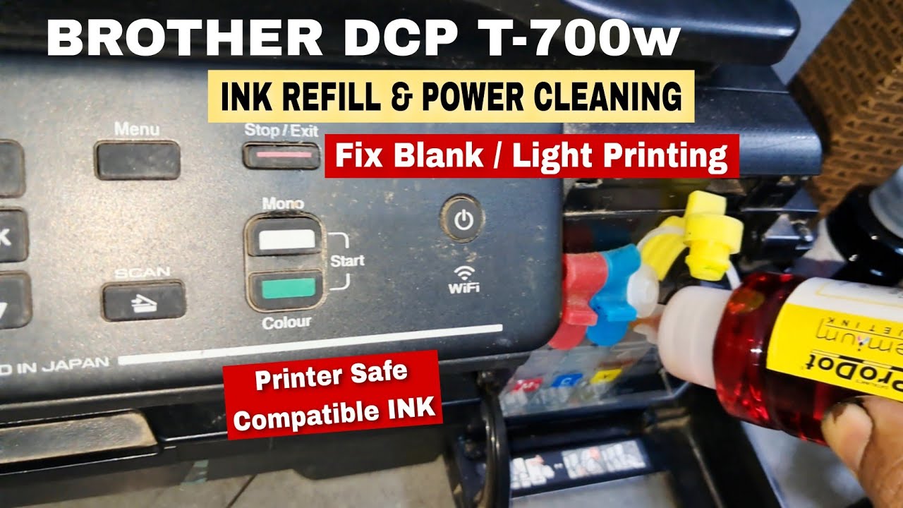 Brother DCP T-700w Not Printing | Fix Blank Prints Ink Refill & Power ...
