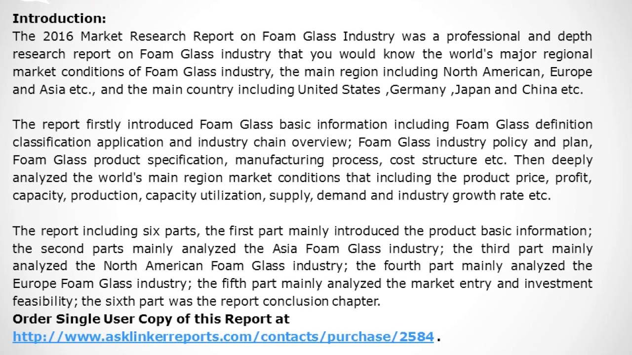 Foam Glass Market Manufacturing Process, Industry Cost Structure ...