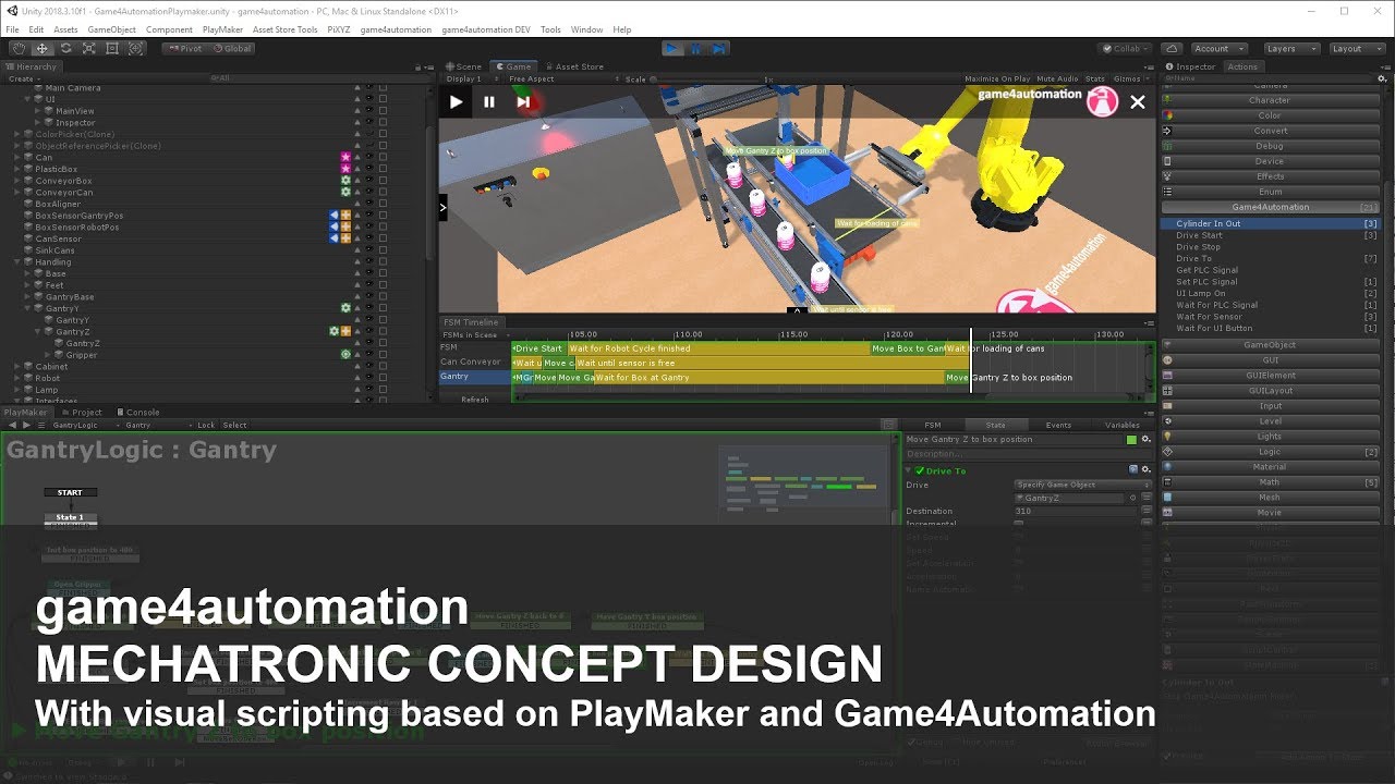 Mechatronic Concept Design with Game4Automation and Playmaker - YouTube