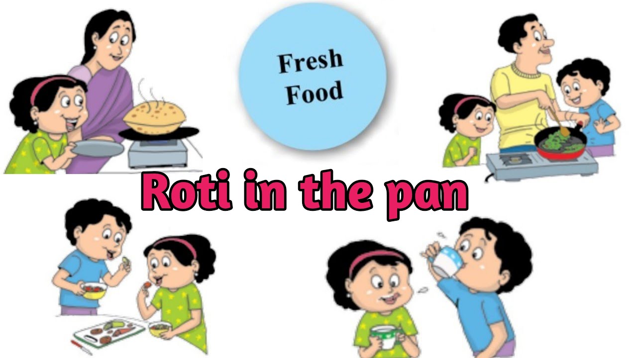 Fresh food poem 4th class | Roti in the pan 4th class | My English book ...