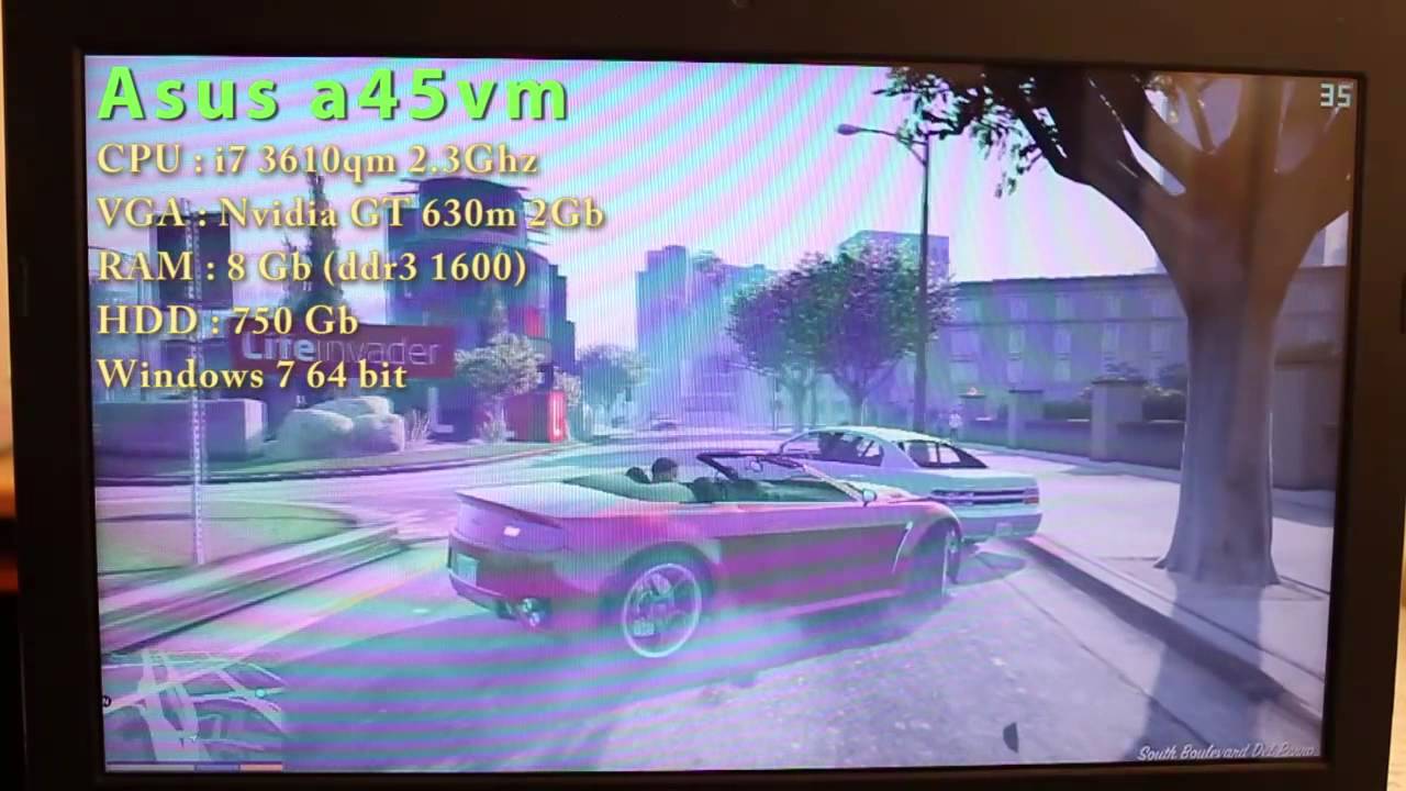 GTA V asus a45vm gt 630m 2 gb i7 3610QM ram 8gb - YouTube