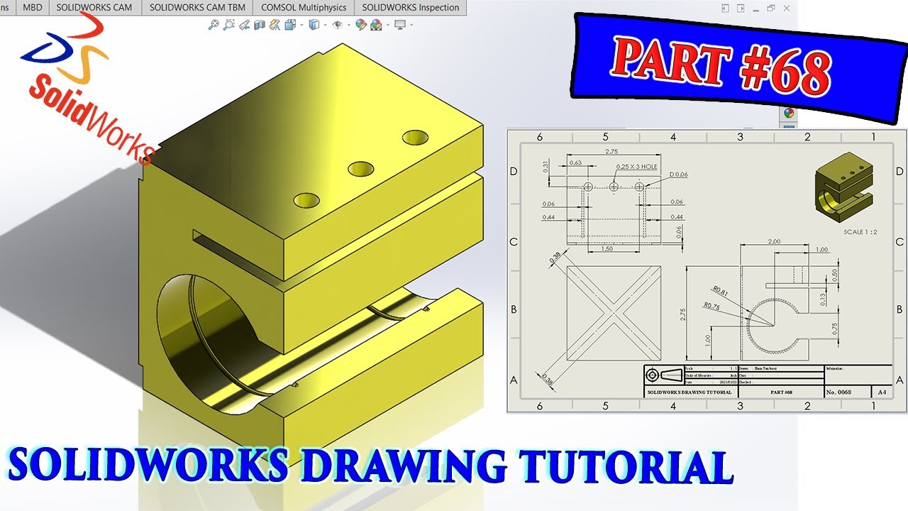 Part 68 || SOLIDWORKS DRAWING TUTORIAL #68 - YouTube