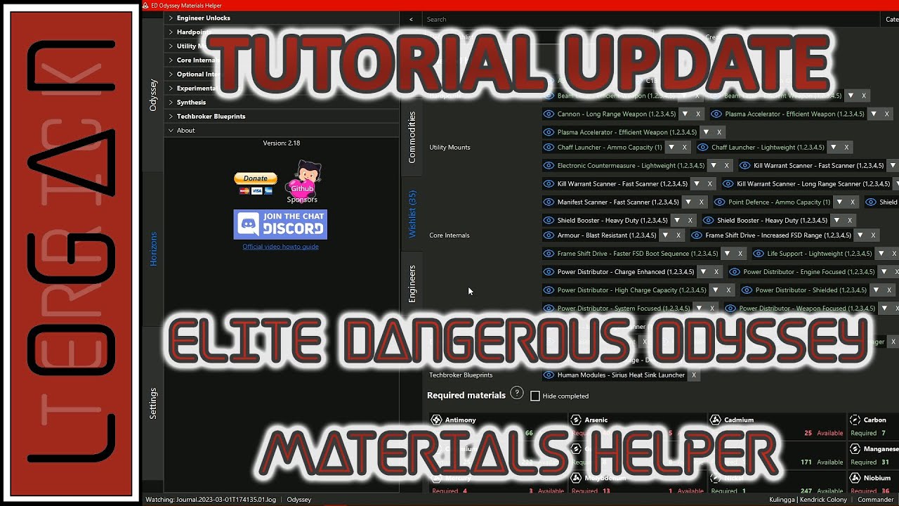 Tutorial Update for Elite Dangerous Odyssey Materials Helper - v2.18 ...