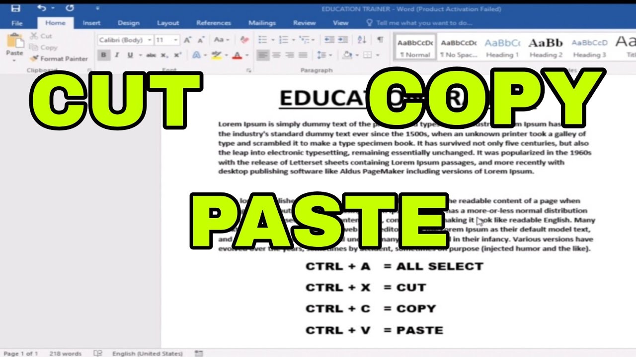 Cut, Copy, Paste in Ms word - YouTube