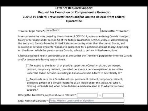 Letter of Required Support By Licensed Healthcare Professional For ...