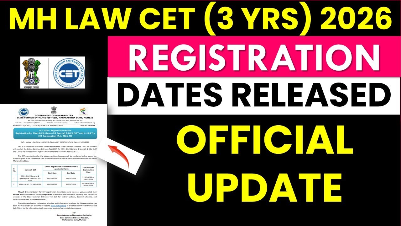 MH LAW CET (3 Yrs) 2026 Registration Form Filling Dates Out 🔥 ...