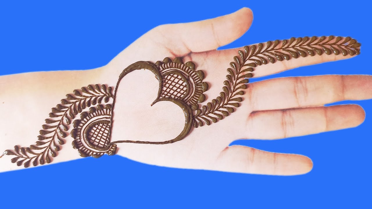 very Easy Simple Heart Shape Arabic mehndi design for hands|Simple ...
