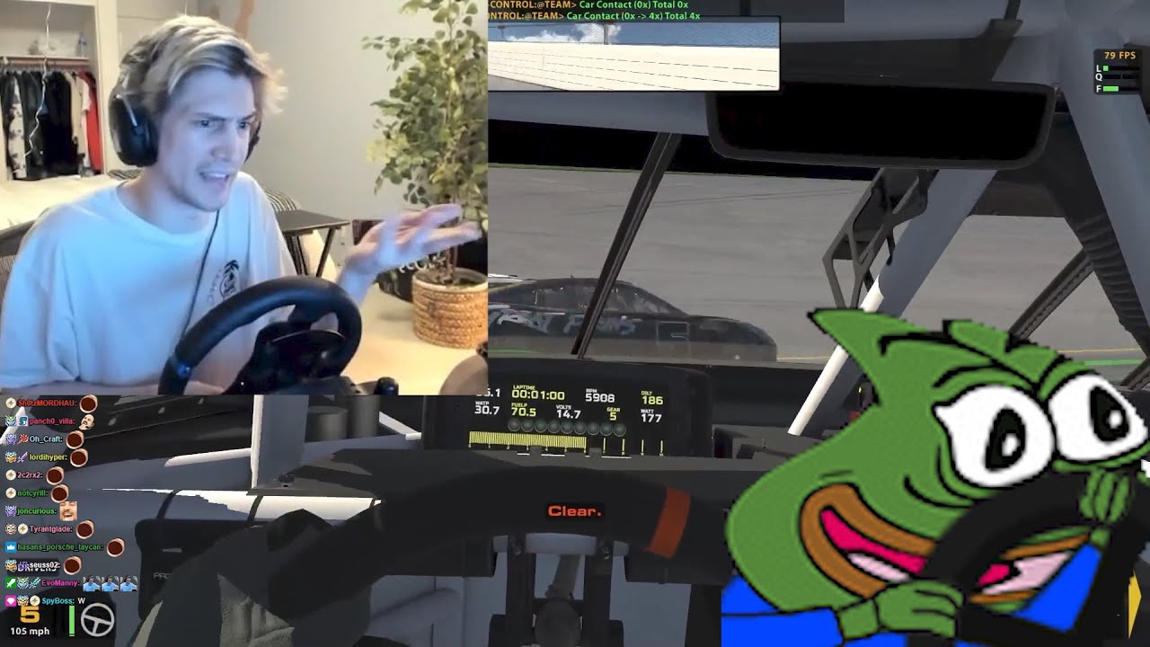 xQc first lap of Nascar goes smoothly in iRacing - YouTube