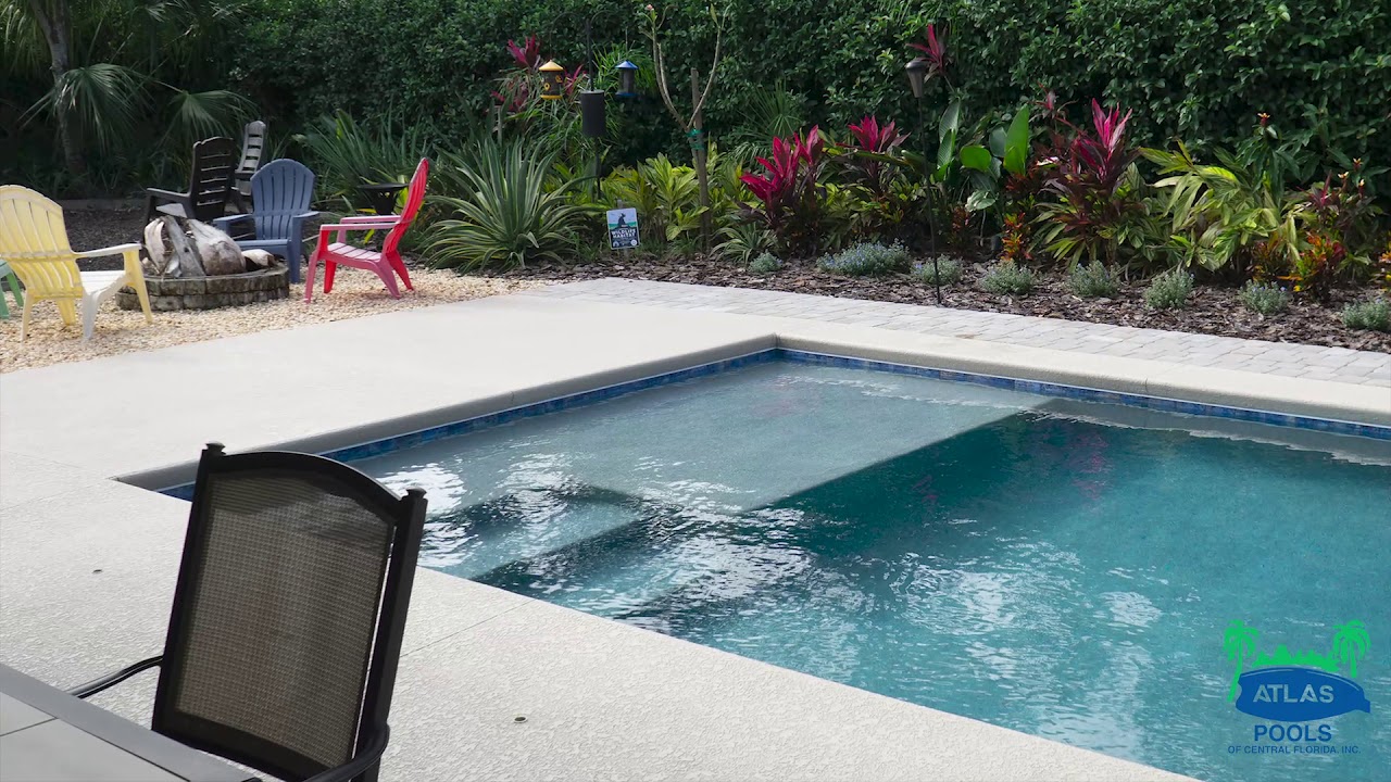 Custom Built Pool with Steps & Sun Shelf from Atlas Pools - YouTube