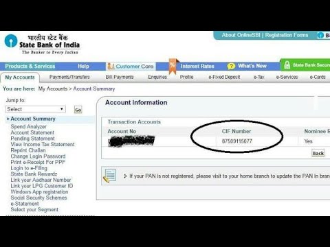 How to get CIF number of SBI through ATM card - YouTube
