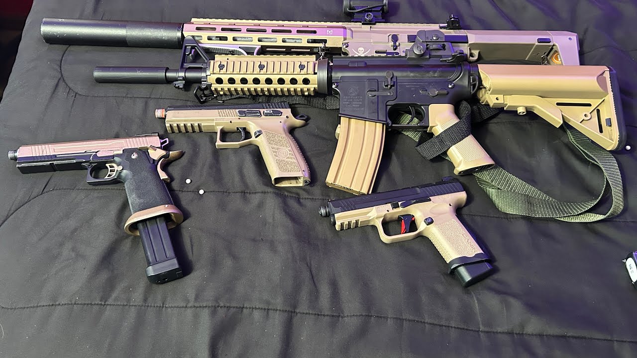 Airsoft Tan Toy Gun Collection - YouTube