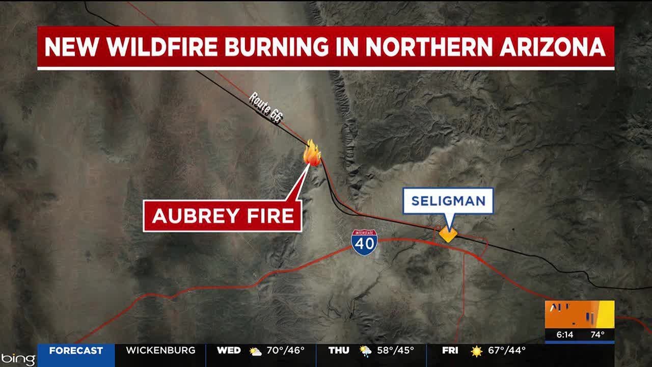 Crews battling 800-acre Aubrey Fire near Kingman - YouTube