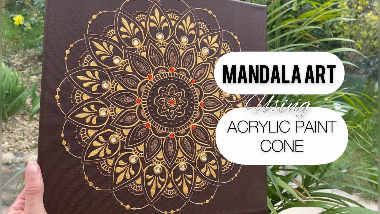 MANDALA ART using acrylic paint cone - YouTube