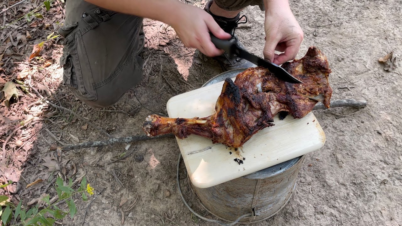 Bushcraft!!!! Meat cooked like never before - YouTube