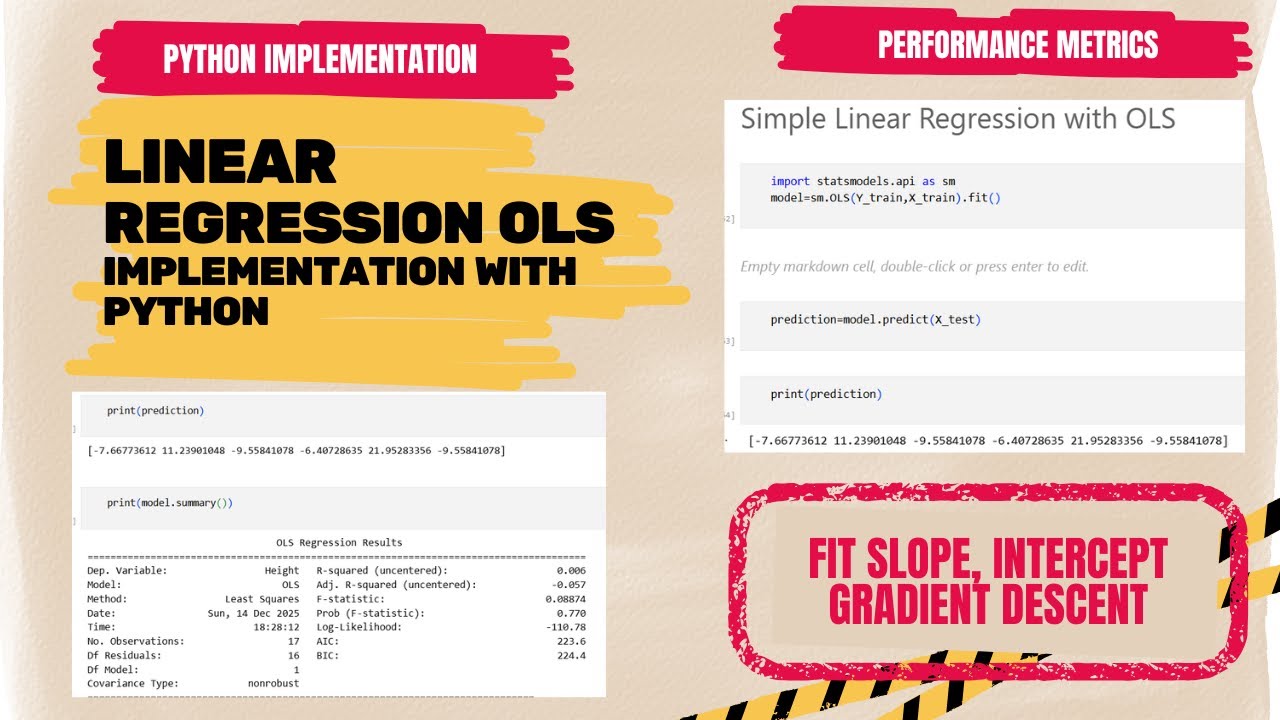 Linear Regression with OLS in Python | Complete Machine Learning Tutorial for Beginners - YouTube