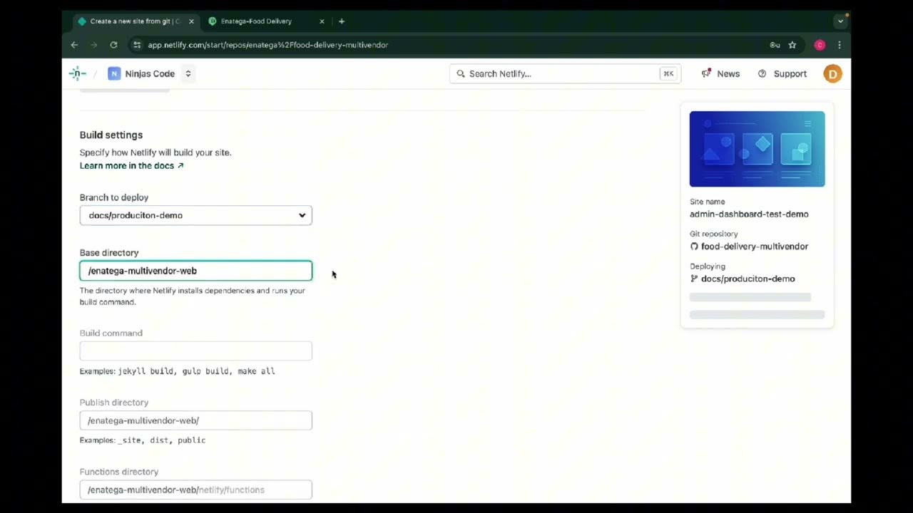 Admin Web Deploy Tutorial | Let's deploy on Netify | Part 20 | Enatega Multivendor Delivery ...