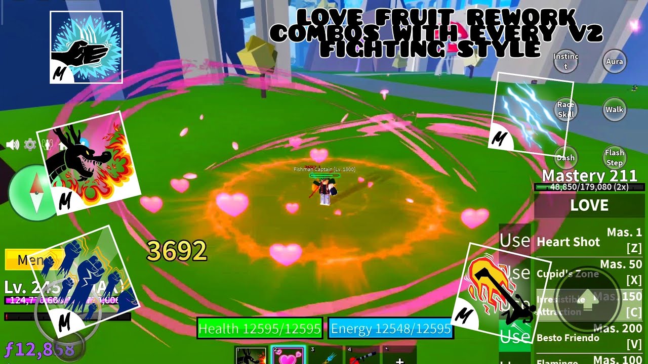LOVE REWORK COMBO'S WITH EVERY V2 FIGHTING STYLE (blox fruits) - YouTube
