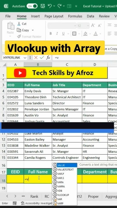 Vlookup with Array in Excel | Advance Excel Formula #viral #youtubeshorts #excel - YouTube
