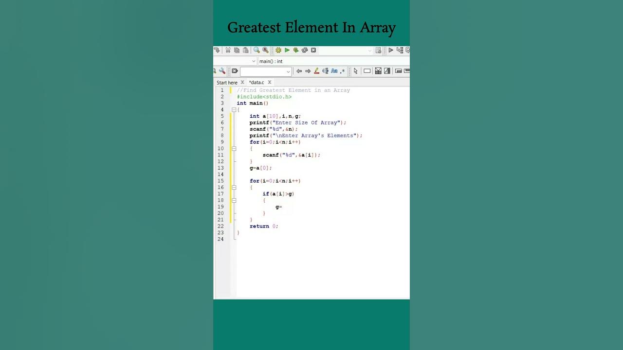 70 Greatest Element Of 1 D Array C Program Shorts Cprogramming Coding Shortvideo Array